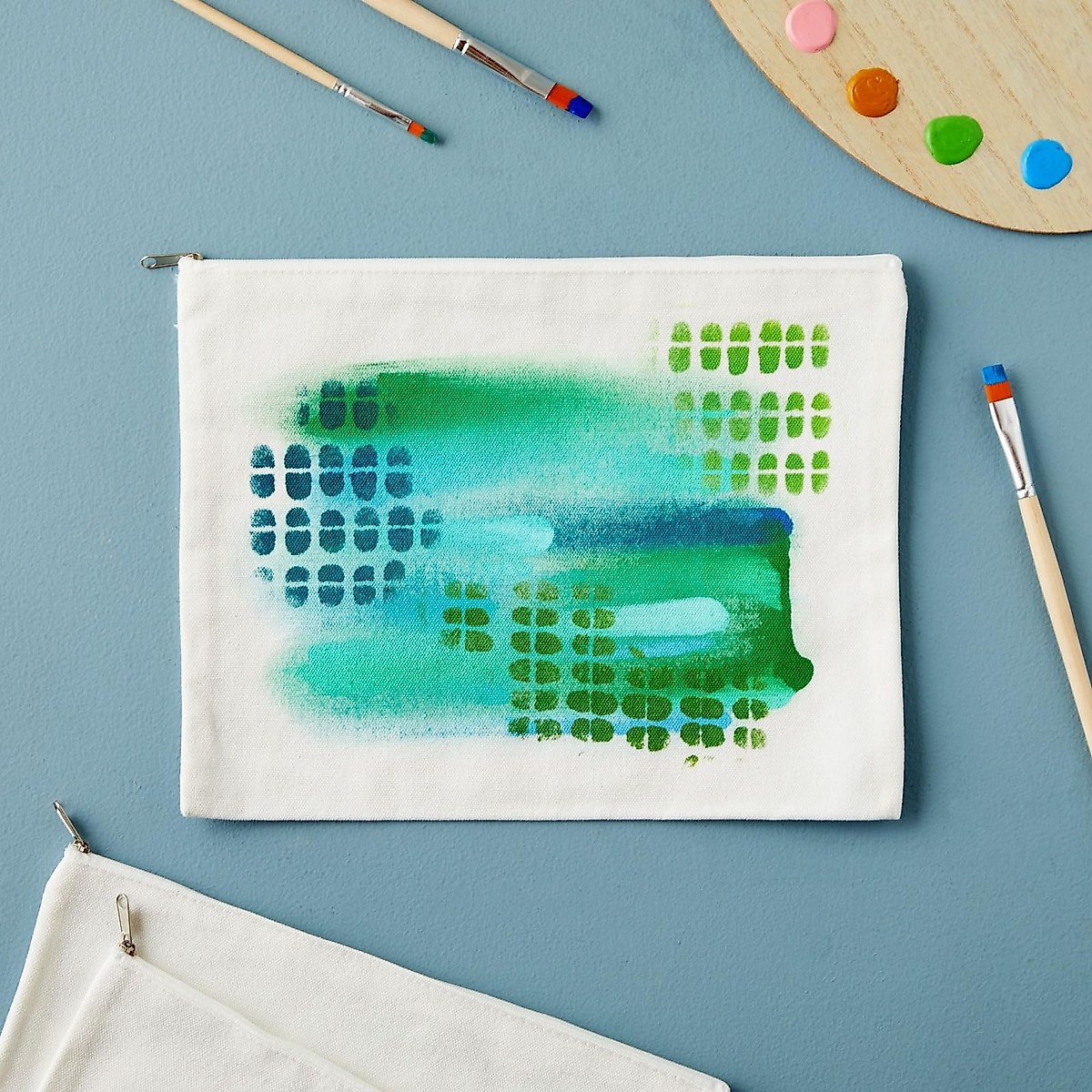 Bright Creations 6 Pack Large Cosmetic Canvas Pouch With Zipper 9 x 12, Blank Bag Organizer Purse for Travel, Toiletry, DIY Crafts