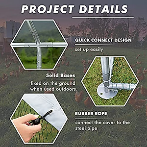 LEMBERI Metal Large Chicken Coop, Spire Shape Walk-in Poultry Chicken Hen cage, Rabbits Duck Cages with Waterproof and Anti-Ultraviolet Cover for Outside,Backyard and Farm