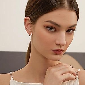 Gacimy Silver Huggie Earrings for Women 14K White Gold Plated, Small Silver Hoop Earrings Cartilage Ear Cuff for Women, White Gold 15MM