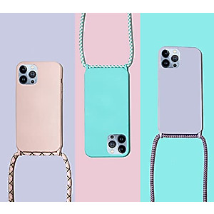 Ecofriendly iPhone 13 Pro Max Crossbody Cord Case Leash Hands-Free Adjustable Strap Landyard Shockproof Resistant Cover (Purple)