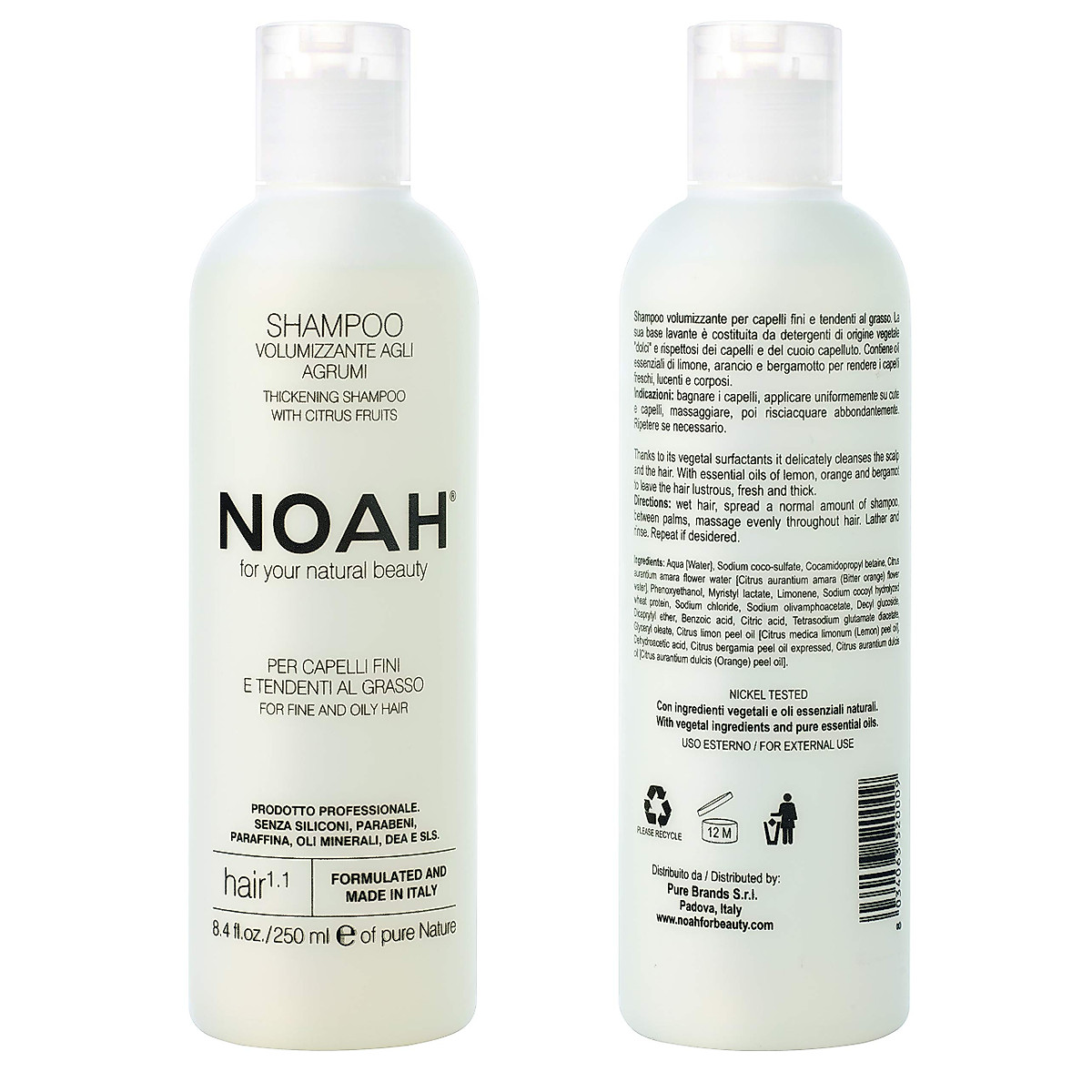 Noah Hair 1.1 Volumizing Shampoo - Organic Shampoo – Best Volumizing Shampoo - With Essential Oils and Hydrolysed Wheat Protein – Hair Products for Natural Beauty - 8.5 fl.oz (250 ml)