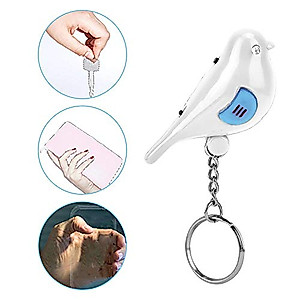 Whistle Key Finder Voice Control Bird Shape Keychain Mini Key Anti-Lost Tracer Finder with LED Light Suitable for Key Wallet Cellphone(White)