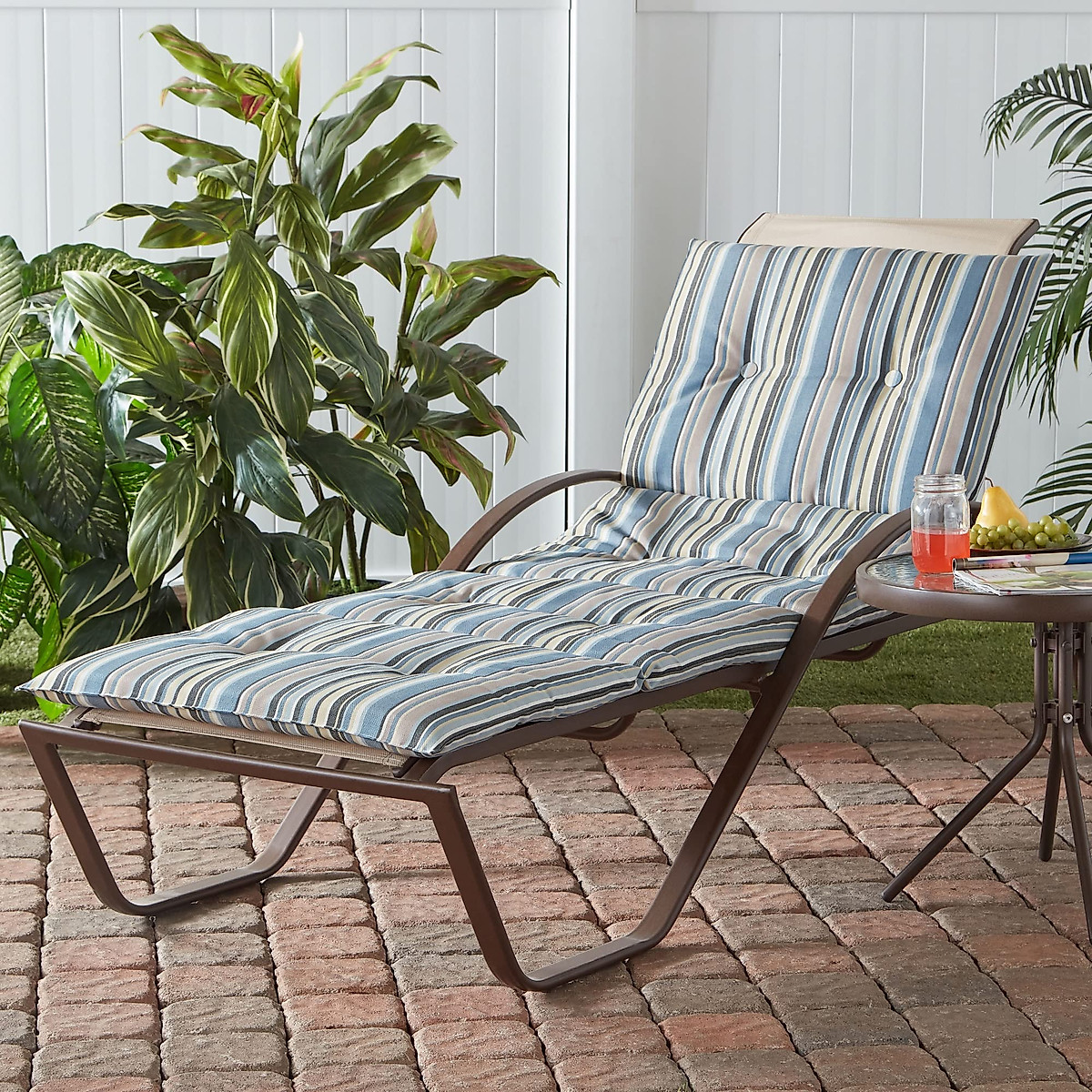 Greendale Home Fashions Outdoor 72" x 25" Lightweight Chaise Lounge Pad, Beach Stripe