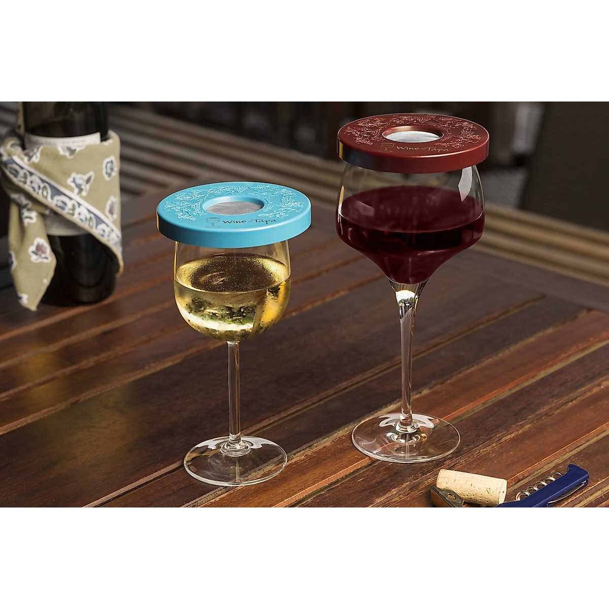 Wine-Tapa(R) Tuscan Set of 6 Wine Glass Covers in Beautiful Earthy Colors to Protect Your Wine From Bugs