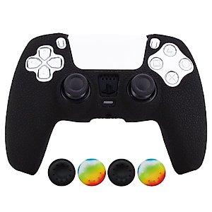 PS5 Controller Cover,Hikfly Silicone Skin for Sony PlayStation5 Controller Grip Skin Protector Faceplates Kits Video Games(1x CamoBlue Cover with 4 x Thumb Grips Caps)