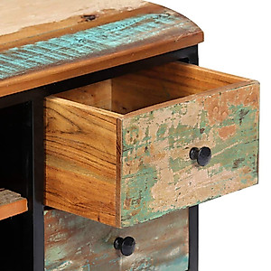 vidaXL TV Stand, TV Unit for Living Room Bedroom, Sideboard with Drawer, TV Console Media Unit Cupboard, Industrial Style, Solid Reclaimed Wood