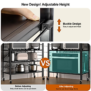 5 Tier Foldable Storage Shelves, Expandable Folding Shelving Units with Wheels, Changeable into 2 Shelf Units, Collapsible Adjustable Storage Rack Metal Shelves for Storage, Pantry, Garage, Kitchen