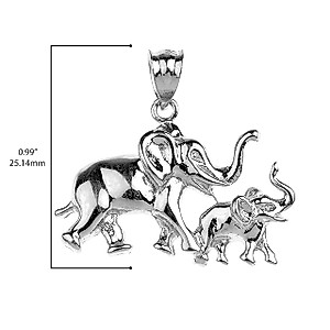 Animal Kingdom Sterling Silver Elephant with Mother and Child Lucky Charm Pendant