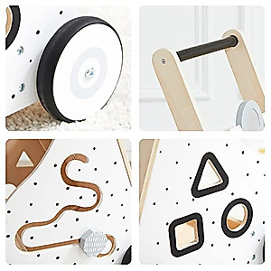 Asweets Wooden Baby Walker Push and Pull Learning Activity Walker for Boys and Girls Sit to Stand Learning Walker Toddler Toy (Natural)