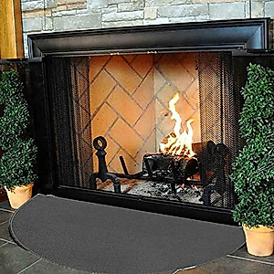 63″x37″ Extra Large Half Round Fireproof Fireplace Mat Hearth Area Rug - Fire Retardant Fiberglass Carpet - Fire Flame Resistant Floor Covering Protection Pad Non-Slip Floor Protector