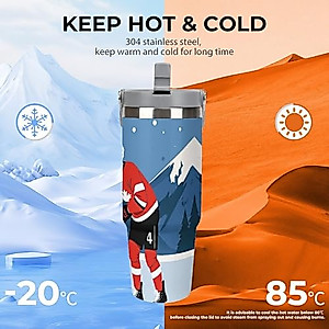 WITHSBKK 30oz Car Cup Ice Hockey Player Printed with Portable, Stainless Steel Travel Mug, Vacuum Insulated Tumbler And Straw, Leakproof for Car & Outdoor, UV Printed Design