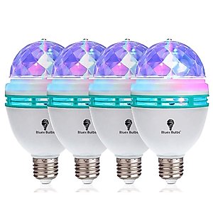4 Pack Color Rotating Bulb E26, RGB Color Changing Party LED Bulbs Colored LED Strobe Light Bulb Multi Crystal Stage Lights for Disco, Birthday Party Club Bar for Parties, Photography