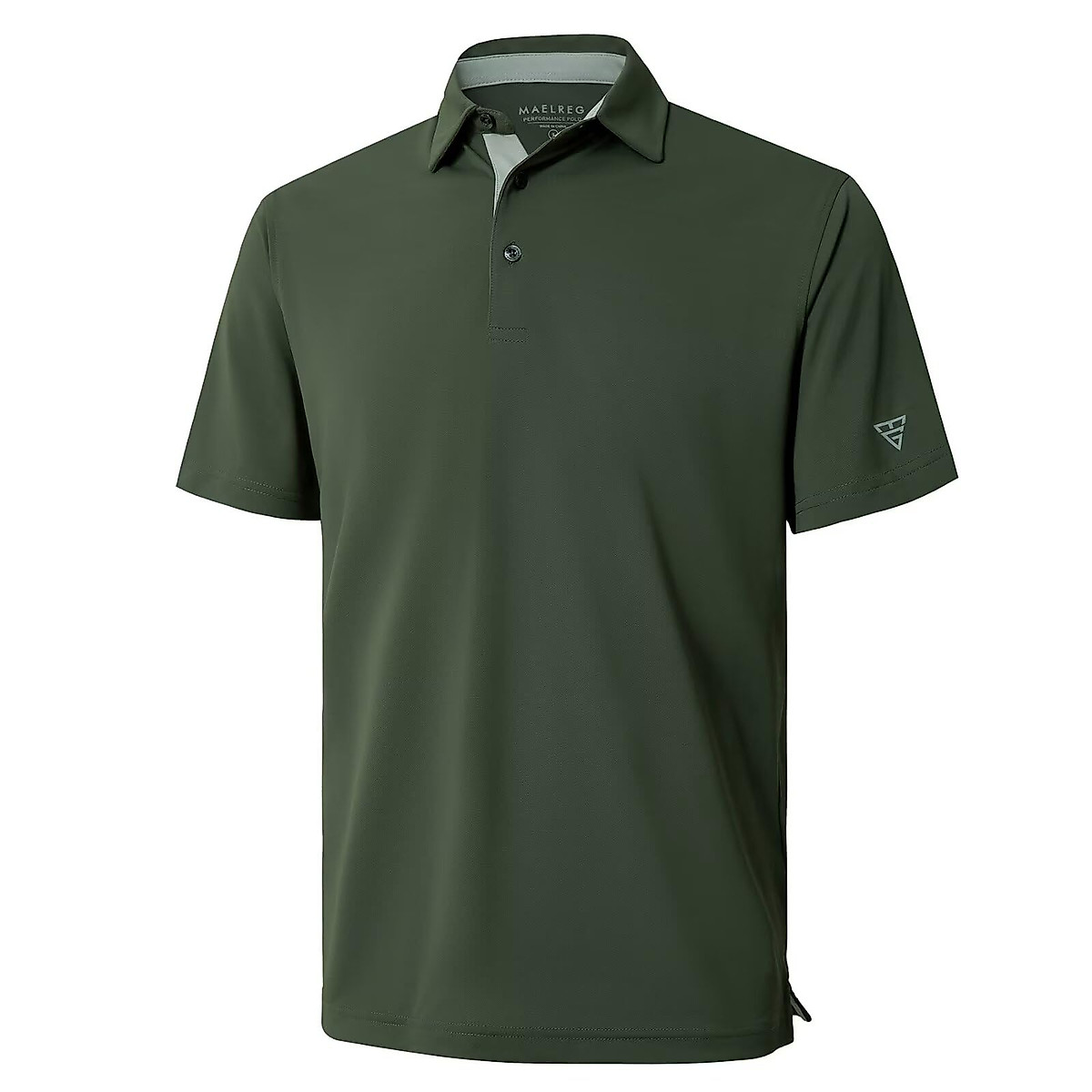 M MAELREG Mens Pique Polo Shirts Short Sleeve Performance Moisture Wicking Quick Dry Casual Golf Shirts for Men Olive Green