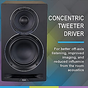 ELAC Uni-Fi Reference 3-Way 6-1/2" Bookshelf Speakers, Pair of Bookshelf Speakers System for Home Entertainment, Black Baffle with Walnut Sides