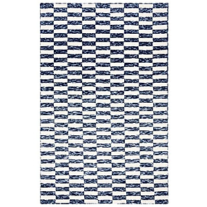 Safavieh Easy Care Collection Machine Washable 6' x 9' Navy/Ivory ECR109N Modern Contemporary Geometric Living Room Dining Bedroom Area Rug