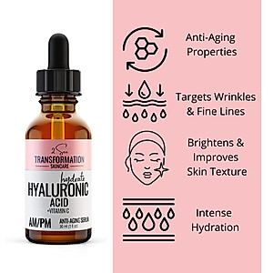 Vitamin C Serum, Hyaluronic Acid Serum for Face, Anti Aging, Menopause Support, Skin Care Products, Smooth & Tightening Skincare, Dark Spot Remover_2 See Transformation Skincare, 1 oz
