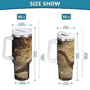 Slewiaeky Tumbler with Handle 40 oz Multicolor Beast Dinosaur T Rex Travel Mug with Lid and Straw Stainless Steel Vacuum Insulated Water Bottle Cup for Iced Tea Coffee Cold Beverages Cup Holder Frien