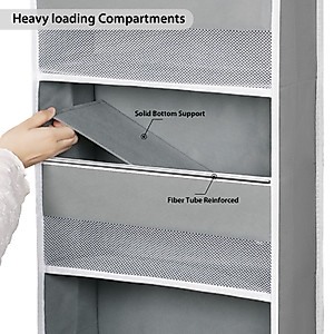 Univivi Door Hanging Organizer Nursery Closet Cabinet Baby Storage with 4 Large Pockets and 3 Small PVC Pockets for Cosmetics, Toys and Sundries (Grey)
