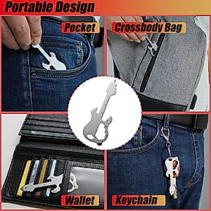 Artenny 2pack Small TSA Keychain Multitool and Cool Gadgets for Men, 12 in 1 Pocket Stainless Steel EDC Multipurpose Tool, Bottle Opener screwdriver (Guitar, Silver)