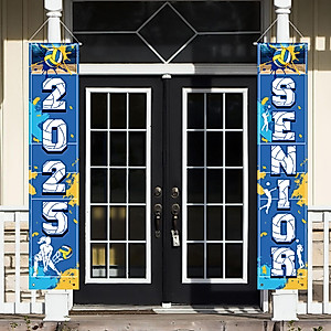 FuWeave Volleyball 2025 Senior Night Porch Banner Graduation Decorations Class of 2025 Volleyball Senior Night Party Hanging Ornament for High School College Graduation Sport Theme Party Supplies