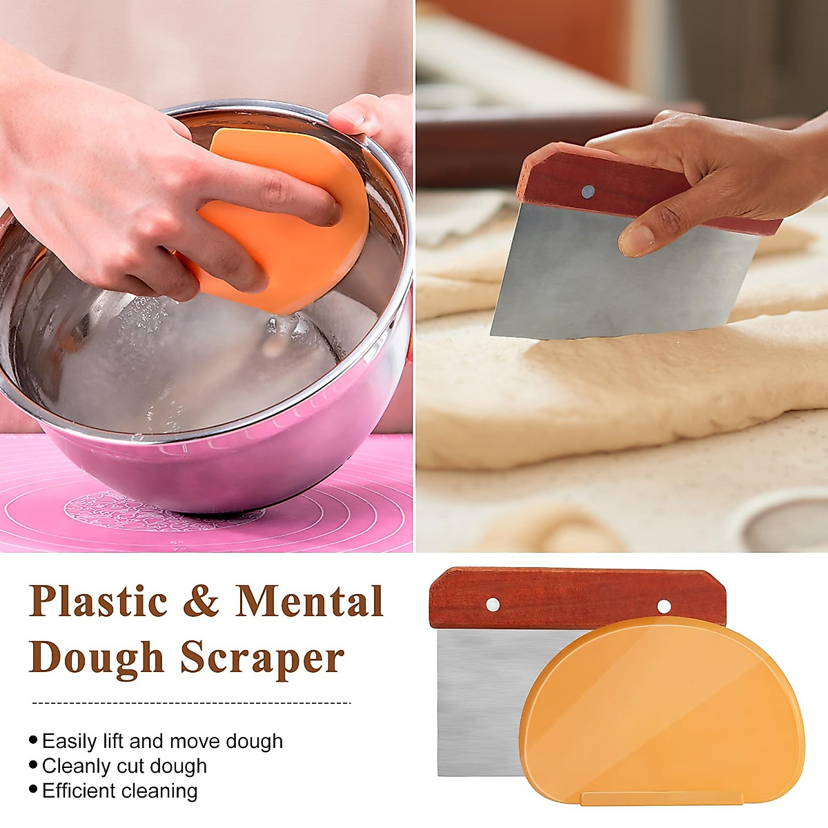 Sourdough Bread Baking Supplies: 9 Inch Round & 10 Inch Oval Banneton Bread Proofing Baskets w/Liner, Bread Lame, Dough Scrapers, Cleaning Brush, Artisan Bread Making Gifts for Bakers