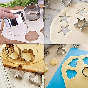 12PCS Cookie Cutters Set, Flower Round Heart Star Shape Biscuit Stainless Steel Metal Baking Molds Cutters for Kitchen