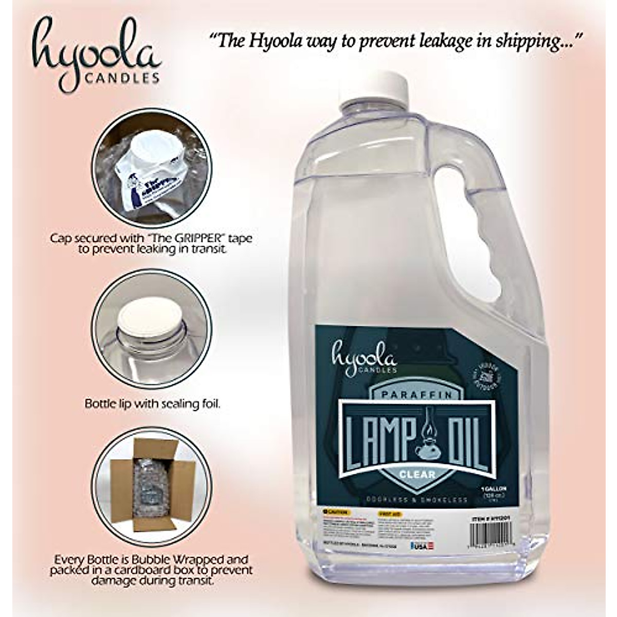 Hyoola Liquid Paraffin Lamp Oil - Clear Smokeless, Odorless, Ultra Clean Burning Fuel for Indoor and Outdoor Use - 1 Gallon