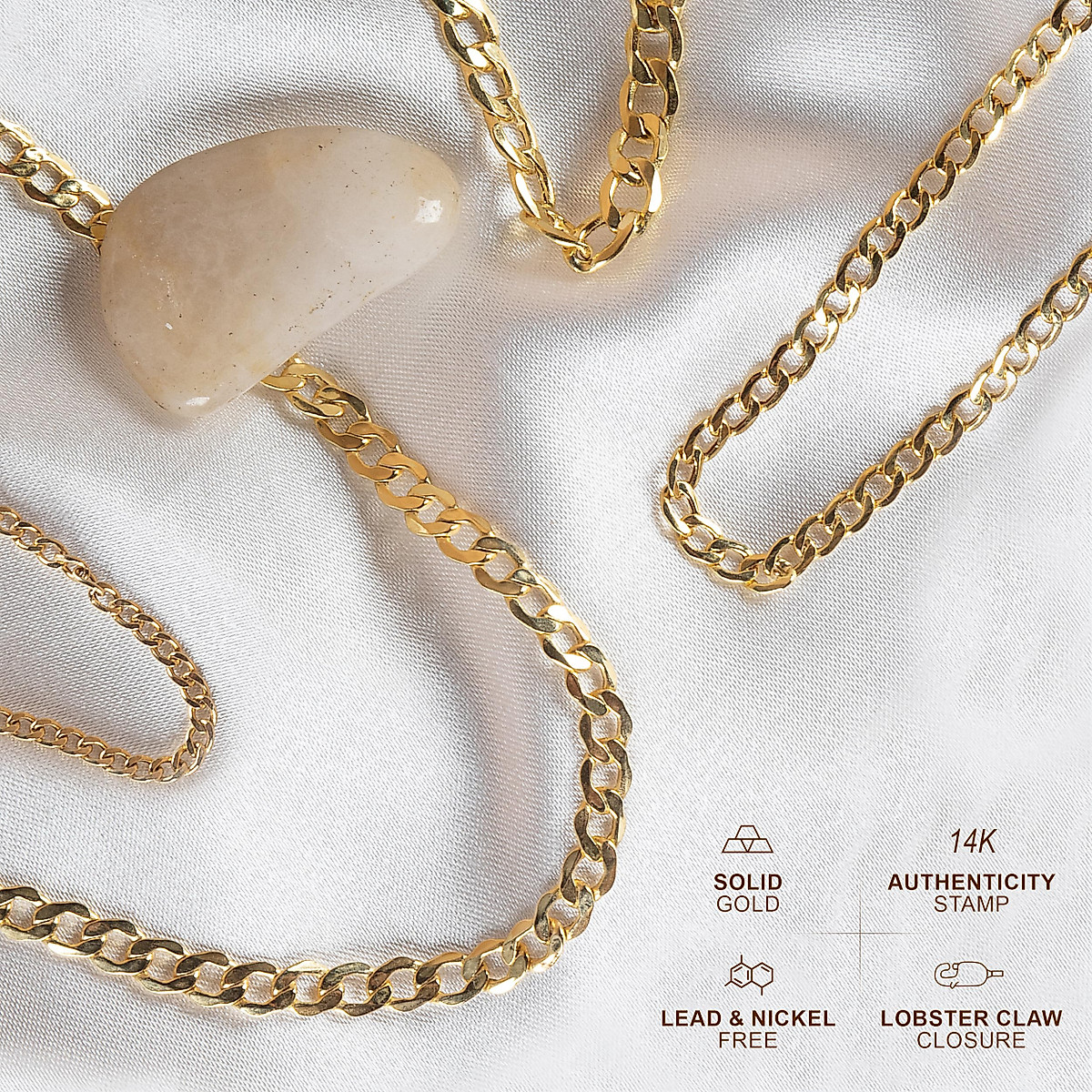 PORI JEWELERS 14K Yellow Gold 2.5MM Cuban/Curb Chain Necklace - Made In Italy (2.5MM, Yellow, 20)