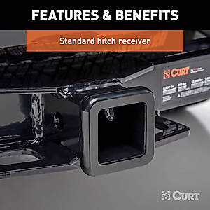 CURT 13422 Class 3 Trailer Hitch, 2-Inch Receiver, Fits Select Cadillac, Chevrolet, GMC Trucks, SUVs , Black