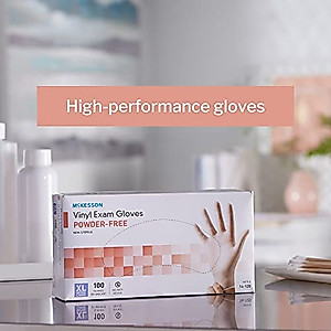 McKesson Vinyl Exam Gloves, Non-Sterile, Powder-Free, XL, 100 Count, 1 Box