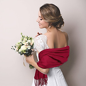 6 Pcs Women Scarf Shawl Bulk Wedding Soft Wraps and Scarf Bridesmaid Shawl, Wedding Shawl Scarves with Fringes for Women Gift(Multicolor)