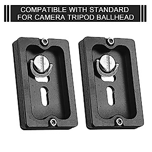 2 Pieces Metal Quick Release Plate with 1/4''-20 Camera Screw Tripod Mount Plate Fits Standard for DSLR Camera Tripod Ball Head, Black (PU60)