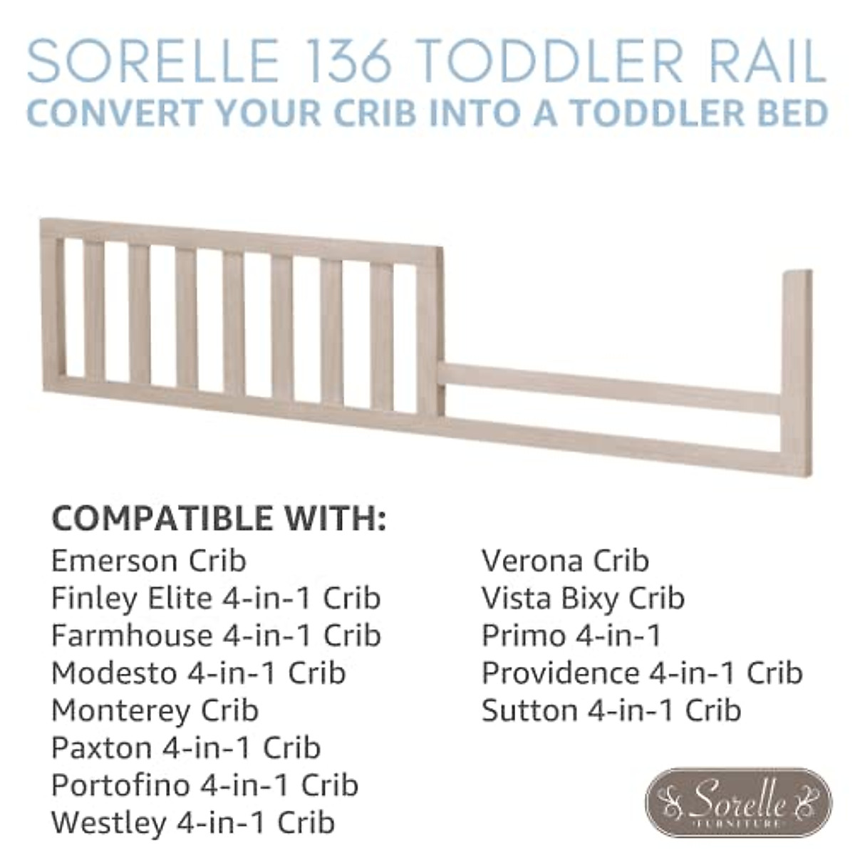 Sorelle 136 Toddler Rail, Heritage Fog