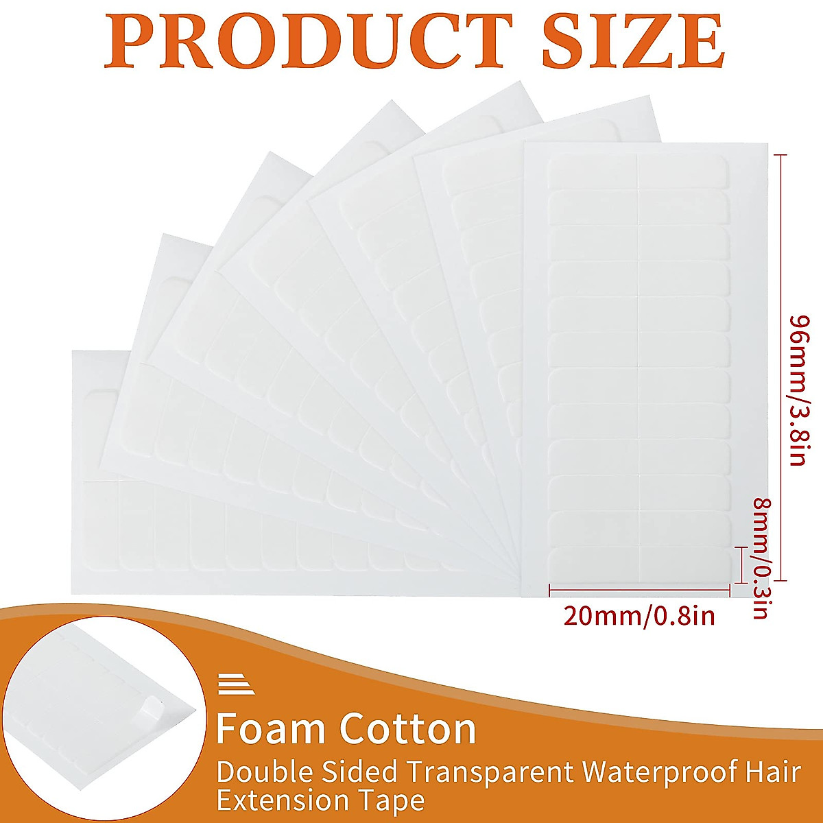 Leelosp 240 Pieces Hair Extension Tape Tabs Double Sided Replacement Tape for Hair Extensions Adhesive 1.57 x 0.32 Inch Hairpiece Expansion Tools for Wig Toupee Hairpiece Wigs Supplies, White