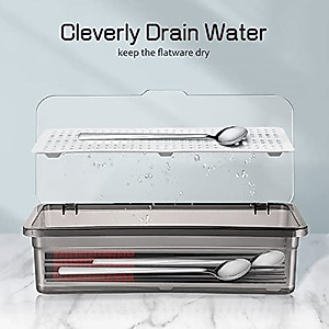 Cabilock 3Pcs Flatware Plastic Tray with Lid Kitchen Cutlery Drawer Organizer Silverware Countertop Storage Container Tableware Storage Organizer