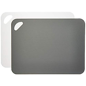 Lurch Germany Flexible Plastic Cutting Boards For Cooking | Flint Grey & White Thin Cutting Mat | Modern Dishwasher Safe And Bpa Free Cutting Board- Set Of 2