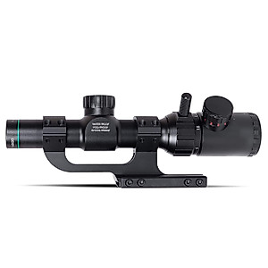 Monstrum 1-4x20 Rifle Scope with Rangefinder Reticle | ZR250 H-Series Offset Scope Mount | Bundle