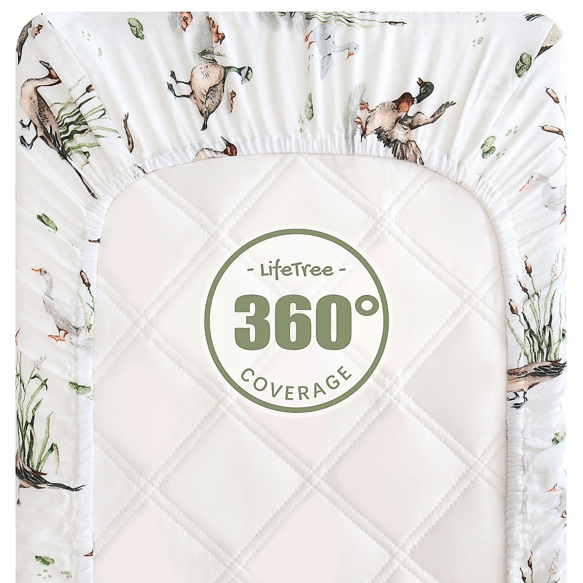 LifeTree Diaper Changing Pad Cover for Boys Girls - Soft Neutral Muslin Fitted Changing Table Sheets - 16"x32" 70% Viscose from Bamboo and 30% Cotton Blend - Eucalyptus Print