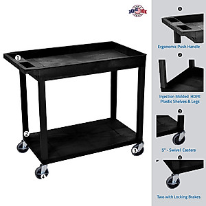 LUXOR EC12-B 32" x 18" Cart - One Tub/One Flat Shelf