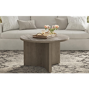 Luoxiao Coffee Table for Small Space, Minimalist Modern Table for Living Room, Durable & Sturdy Small Round End Table with Adjustable Feet Pads, Wood