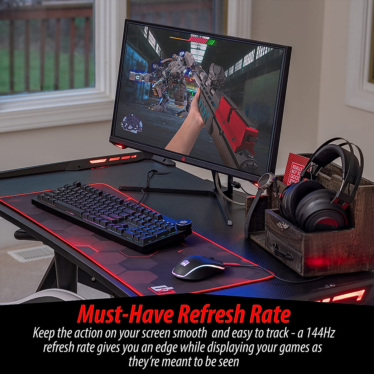 Deco Gear 25" Gaming Monitor, Fast IPS 1ms (GTG) Panel with 144Hz Refresh Rate, 1920x1080 Full HD Resolution