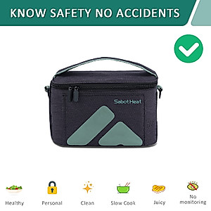 SabotHeat Smart Portable Oven - 6 Adjustable Heat Levels & Timer Personal Mini Oven for Reheating/Cooking, Portable Food Warmer Lunch Box for Work, Personal Mini Oven for Home, 120V110W（Black