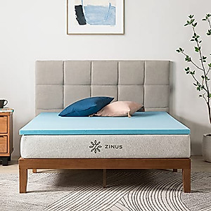 ZINUS 1.5 Inch Green Tea Cooling Gel Memory Foam Mattress Topper, Cooling Gel Foam, CertiPUR-US Certified, King, Blue