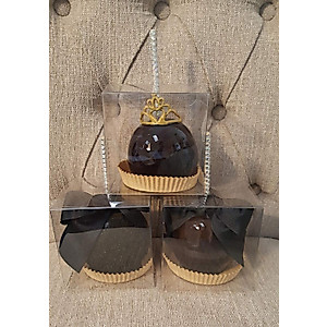 Yesland 50 PCS Candy Apple Box With Hole Top, Clear PET Gift Boxes for Caramel Apples, Ornament, Treats & Party Favors for Wedding, Party or Baby Shower - 4" x 4" x 4"