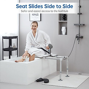 RESTISLAND Heavy Duty Sliding Transfer Bench with Swivel Seat, Rotating Sliding Shower Chair and Bath Safety Seat with Non-Slip Suction Cup