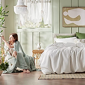 Bedsure Cotton Duvet Cover Twin - 100% Cotton Waffle Weave Coconut White Duvet Cover Twin Size, Soft and Breathable Twin Duvet Cover Set for All Season (Twin, 68"x90")