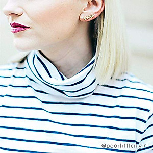 Humble Chic Ear Crawler Earrings for Women - Hypoallergenic Ear Climbers Earrings for Women - Statement Leaf Ear Jacket Earrings Studs - Gold Ear Cuff Bridal Earrings - Gold Earrings, 14K Gold Plated