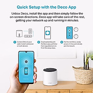 TP-Link Deco AX3000 WiFi 6 Mesh System Deco X55- Covers up to 2500 Sq.Ft., Replaces Wireless Router and Extender, 3 Gigabit Ports, Supports Ethernet Backhaul(1-Pack)