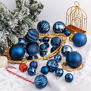 XmasExp 24ct Christmas Ball Ornaments Shatterproof Christmas Ornaments Set Decorations for Xmas Tree Balls 40mm/1.57"(1.57'', Diamond Blue)