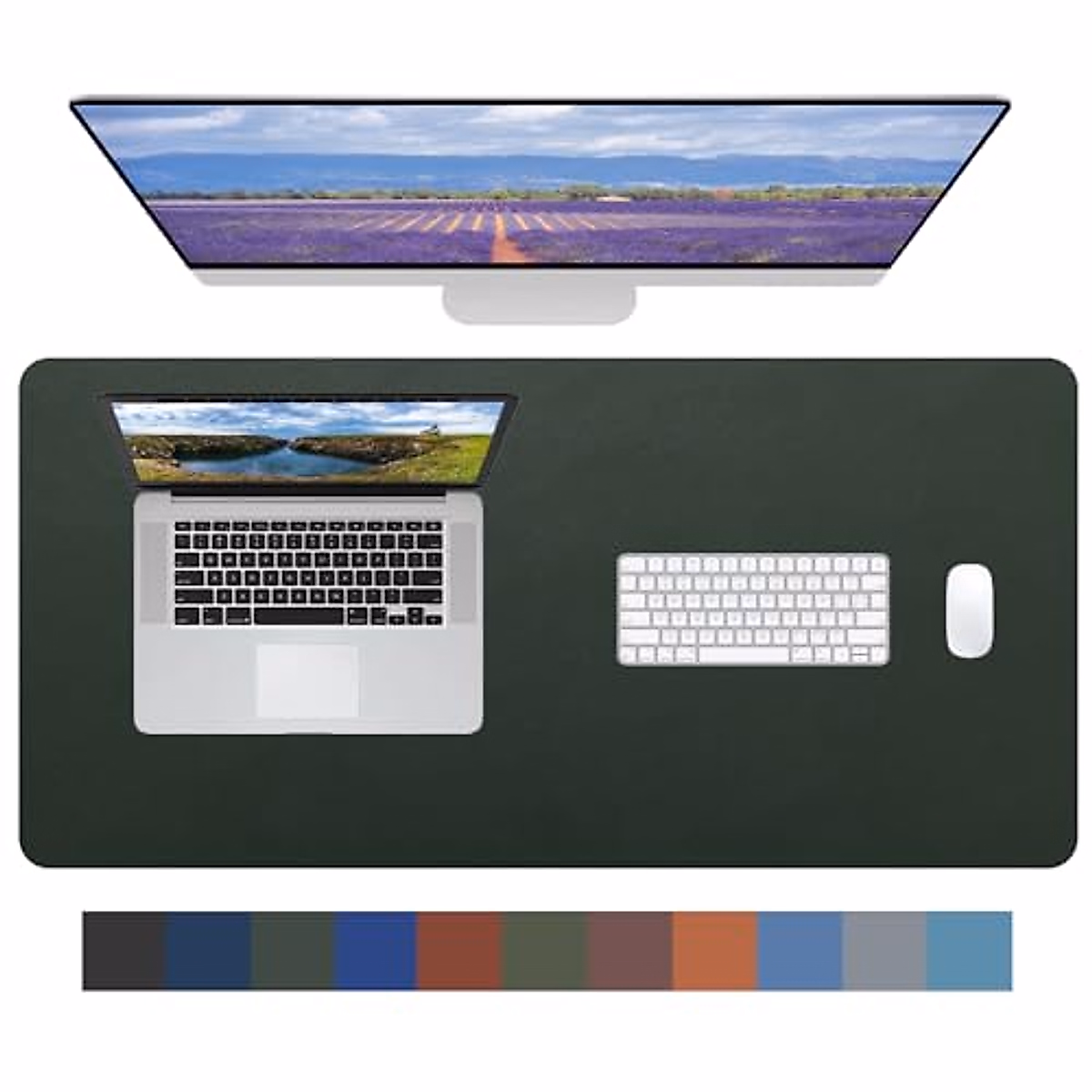 CHIF HAUTH PU Leather Mouse Pad, Desk Pad, Large Mouse Mat, Desk Mat for Office and Home (35.4" x 17", Dark Green)